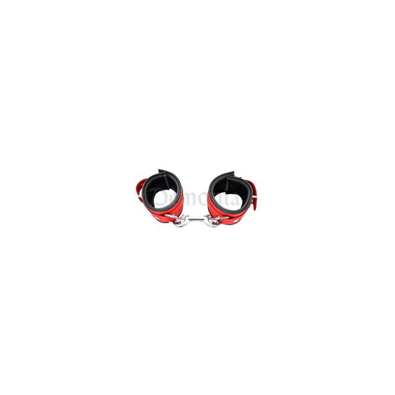 RED LEATHER HANDCUFFS - Boutique Démonia