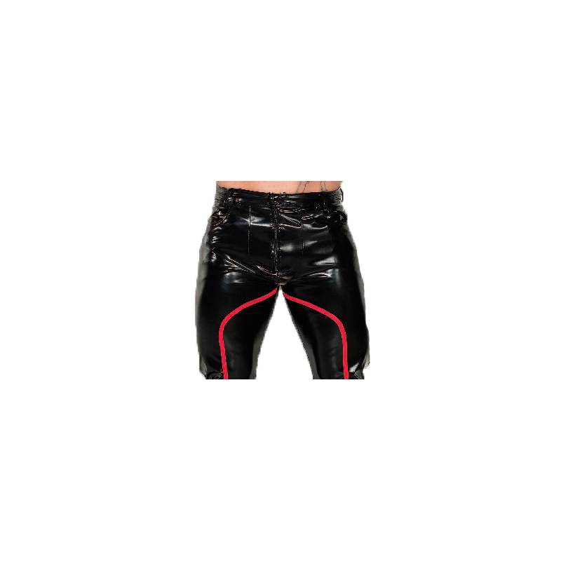 BLACK AND RED VINYL PANTS FOR MEN - Boutique Démonia
