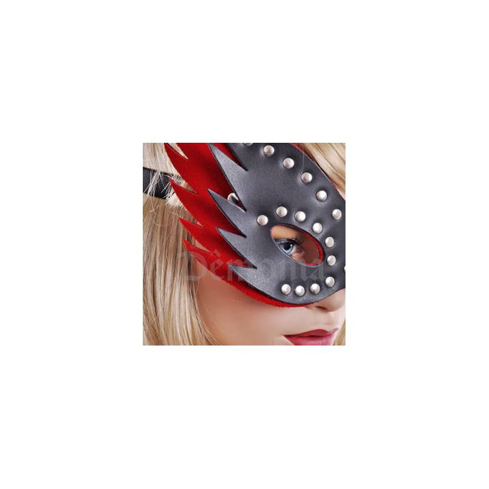 LEATHER AND IMITATION MASK RED AND BLACK - Boutique Démonia