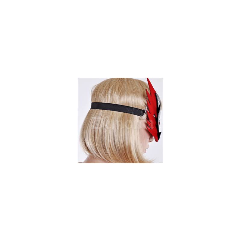 LEATHER AND IMITATION MASK RED AND BLACK - Boutique Démonia