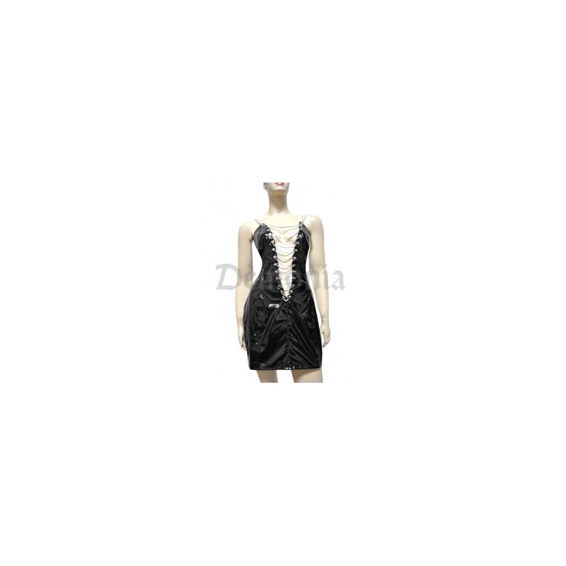 SHORT BLACK VINYL DRESS - Boutique Démonia